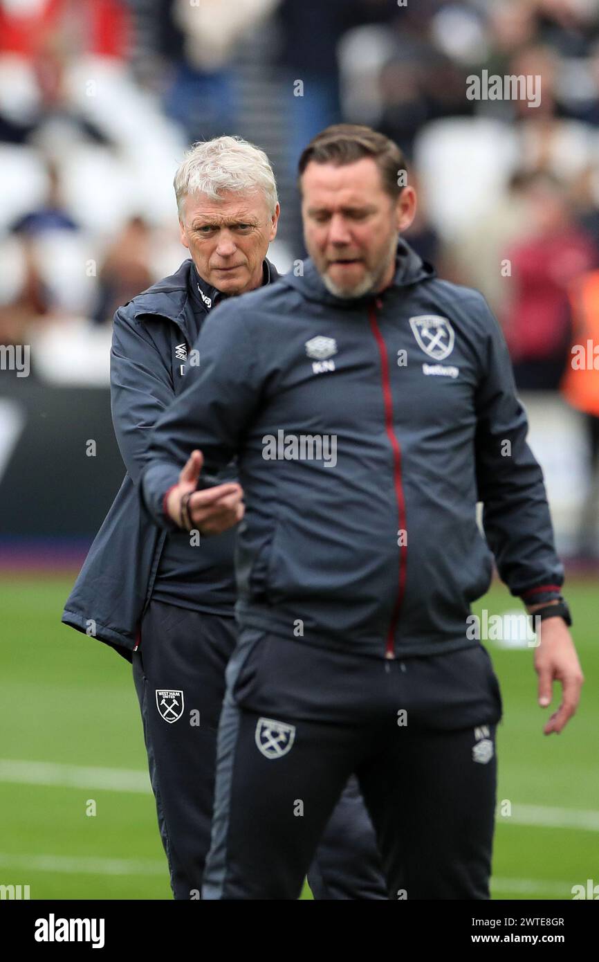 London, UK. 17th Mar, 2024. West Ham United manager, David Moyes seen ...