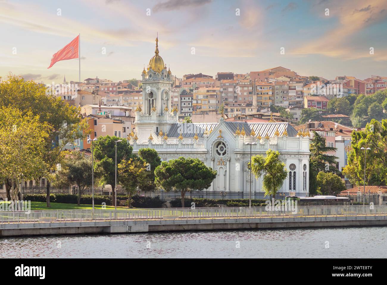 View from Golden Horn of Neo Byzantine architecture style Bulgarian St ...