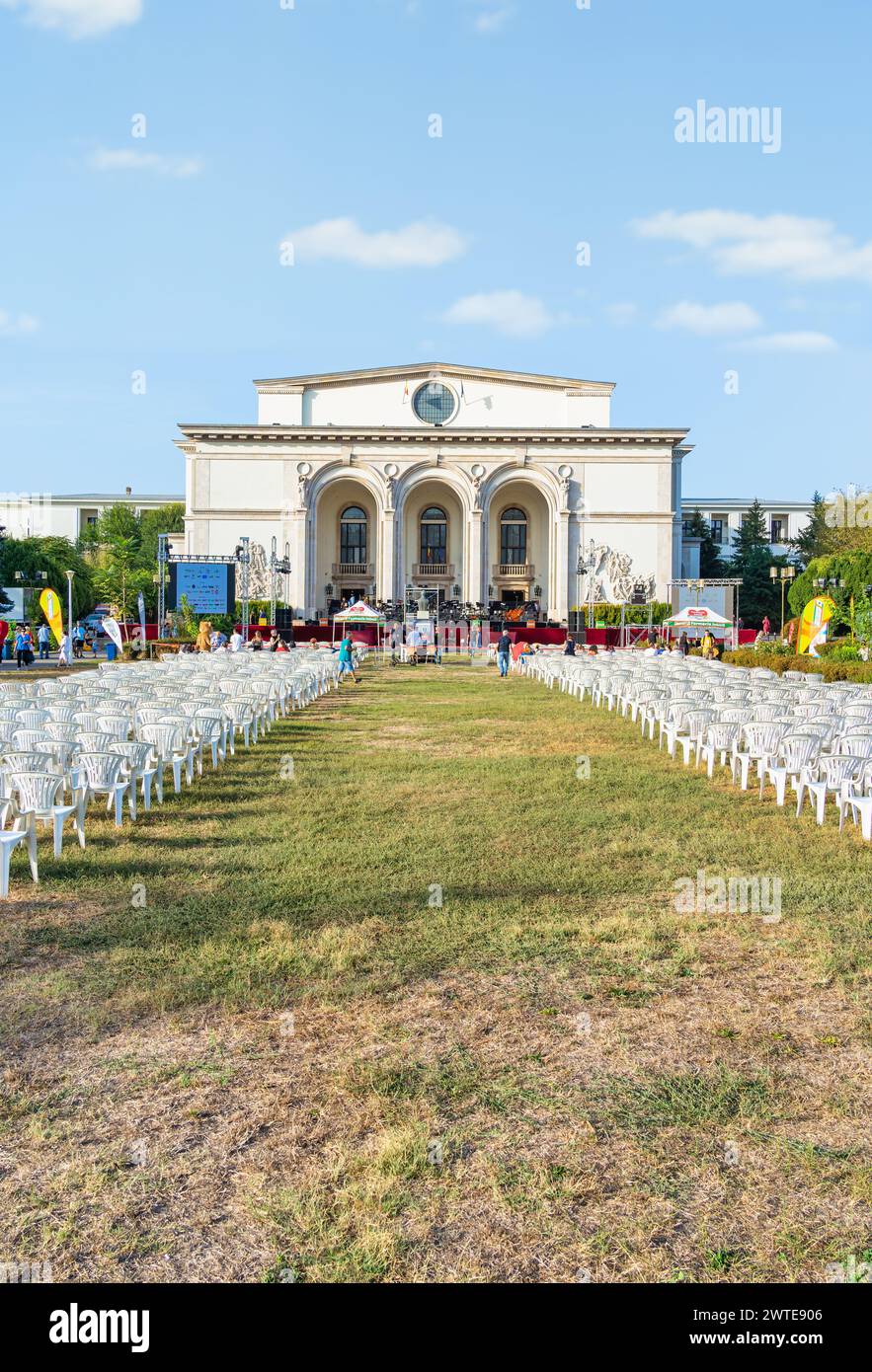 Bucharest, Romania - 09.23.2023: Front view with The Romanian National ...