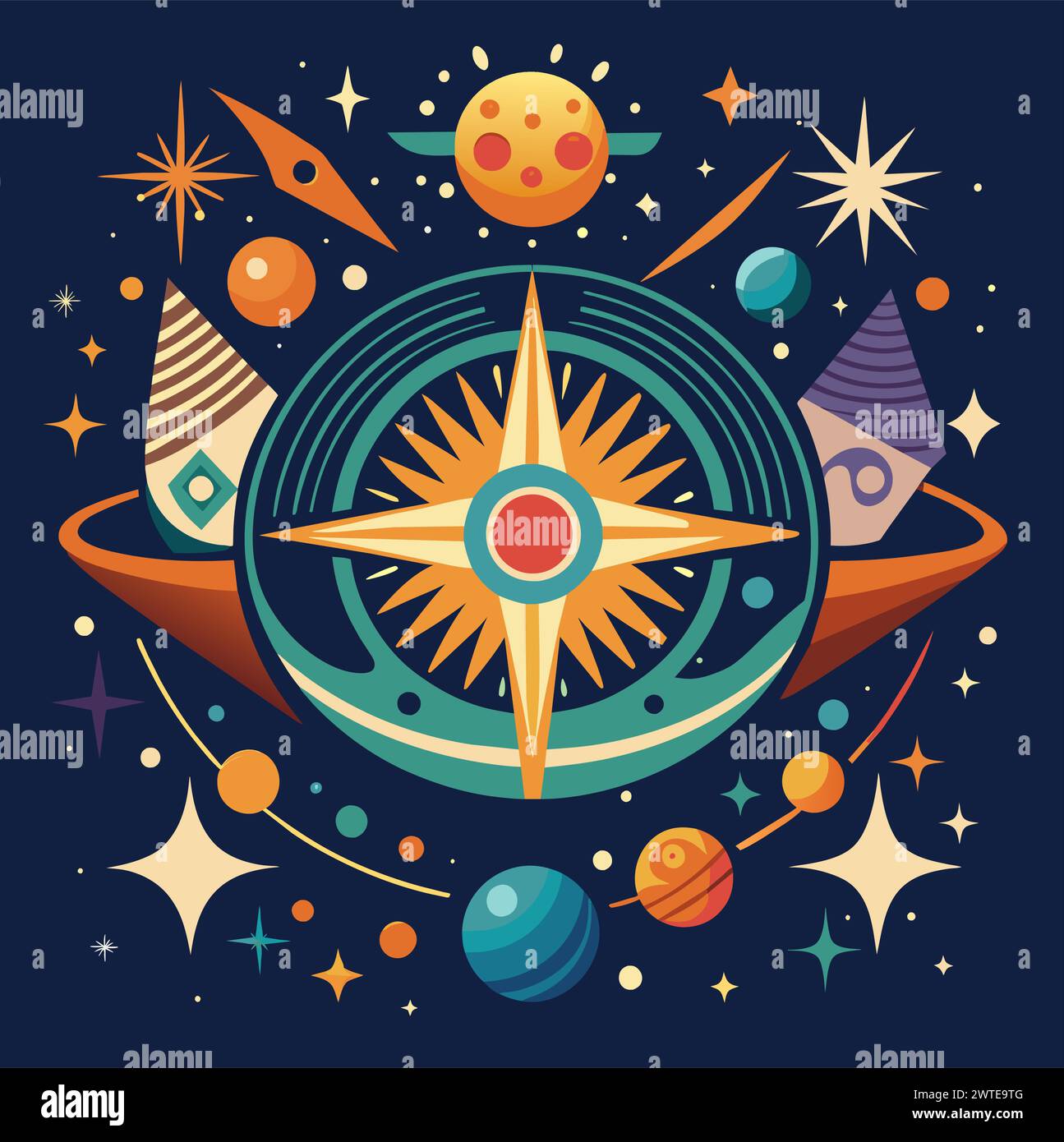 Create a design inspired by celestial elements, like stars and galaxies ...