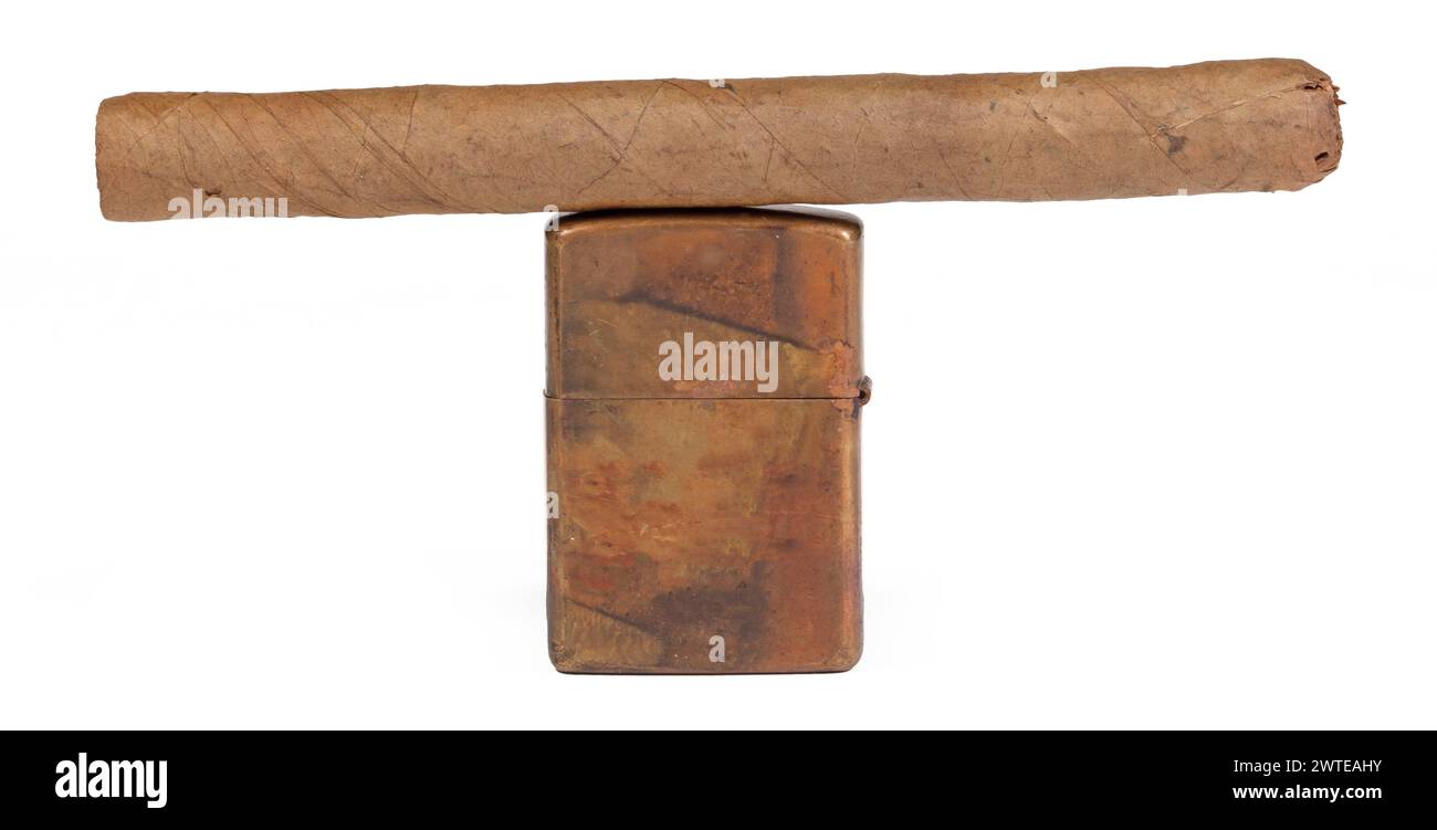 Cigar, close up.- Isolated on a white background Stock Photo - Alamy