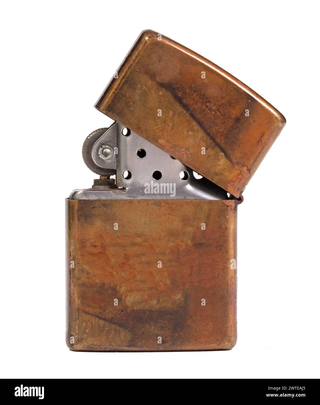 Used vintage metal lighter isolated on a white background Stock Photo ...
