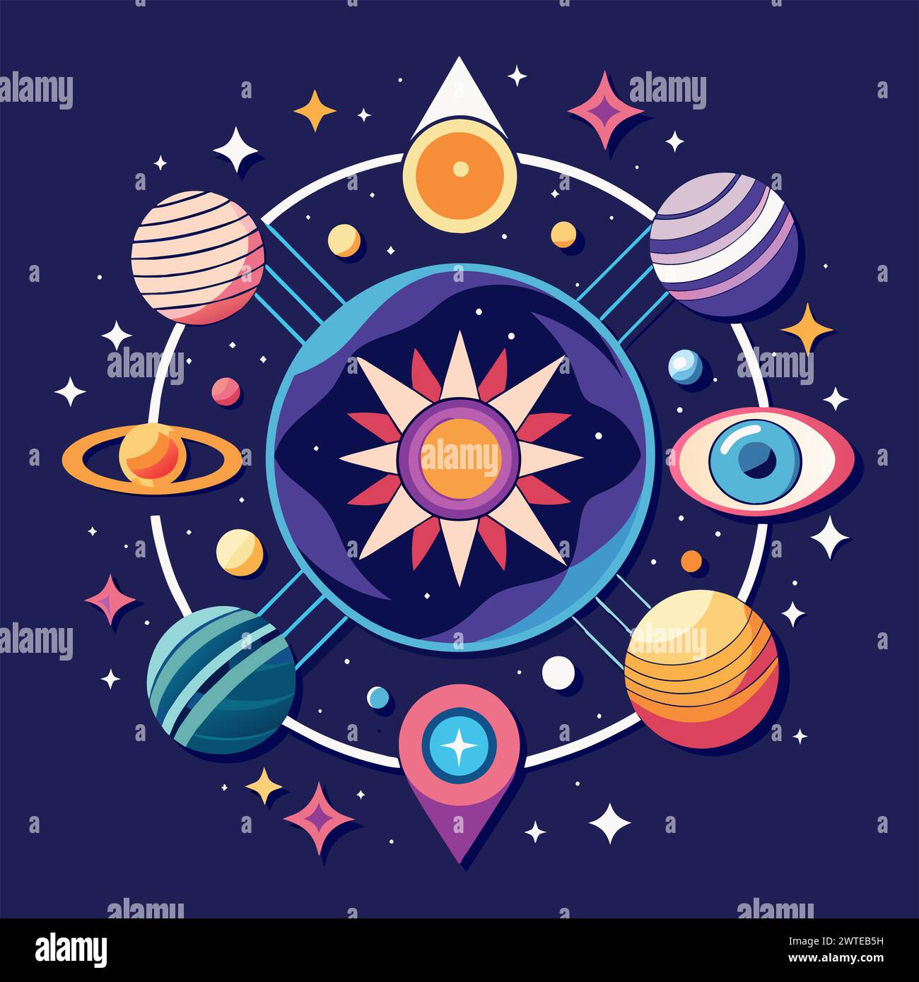 Create a design inspired by celestial elements, like stars and galaxies ...