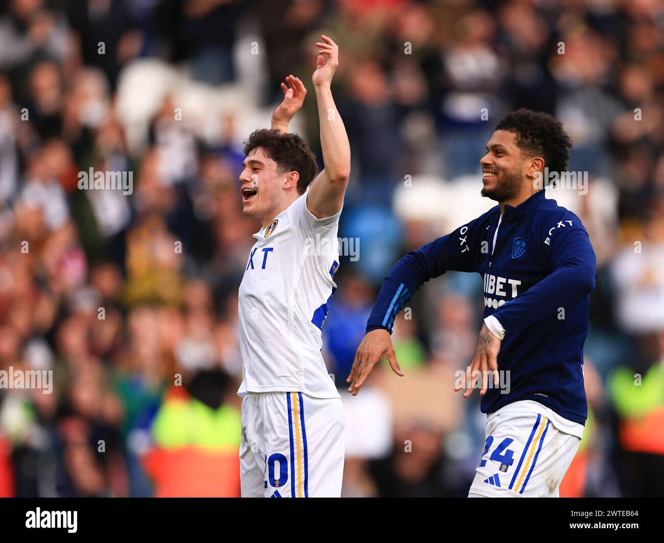 Leeds, UK. 17th Mar, 2024. Daniel James of Leeds United and Georginio ...