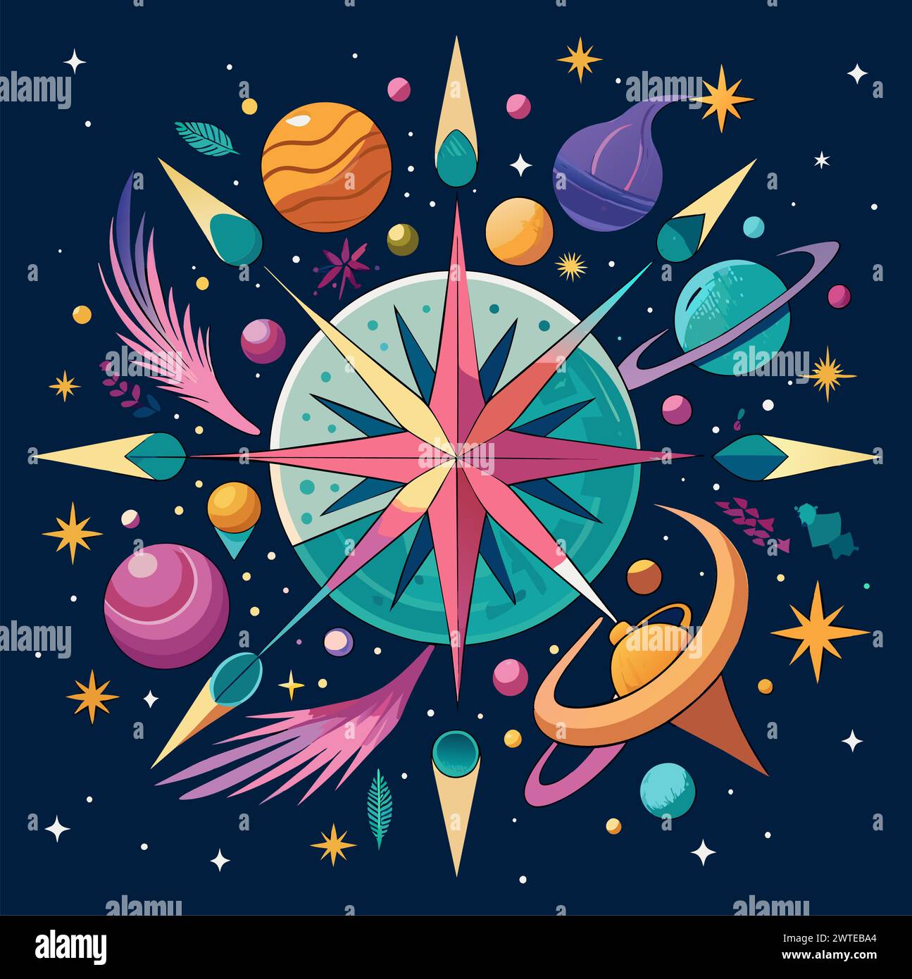Create a design inspired by celestial elements, like stars and galaxies ...