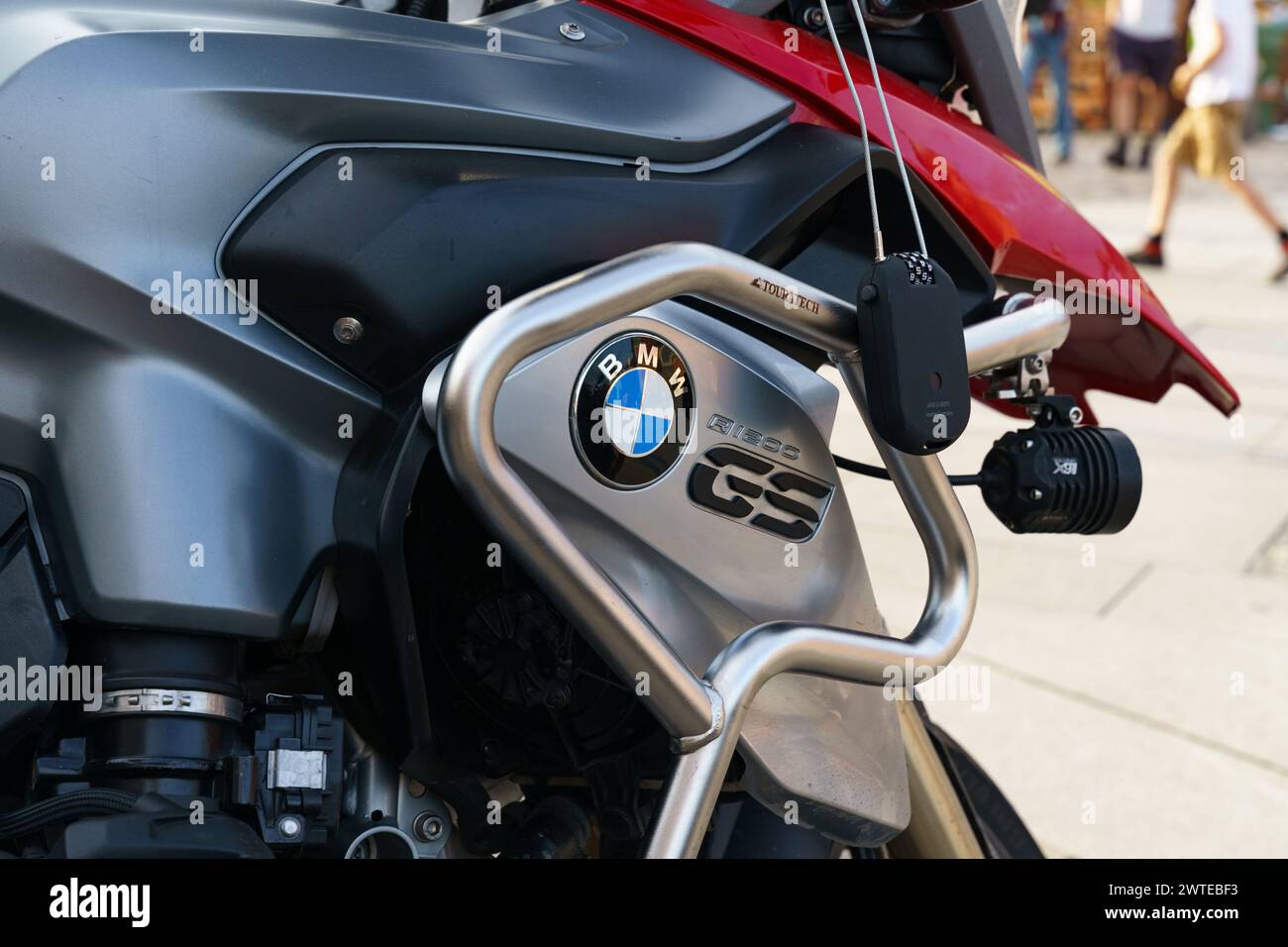 Warsaw, Poland - August 6, 2023: Detailed view of the BMW R1200 ...