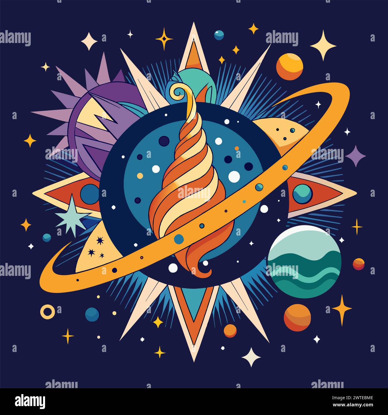 Create a design inspired by celestial elements, like stars and galaxies ...