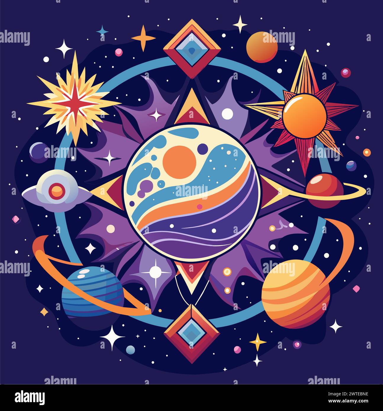 Create a design inspired by celestial elements, like stars and galaxies ...