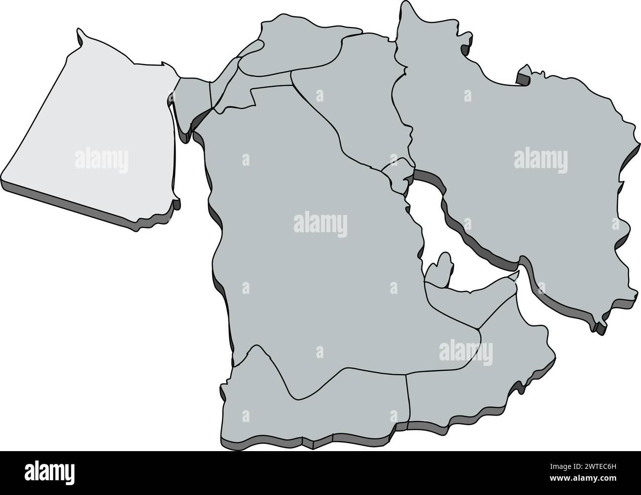 Silver map of EGYPT inside dark gray map of the Middle East Stock ...
