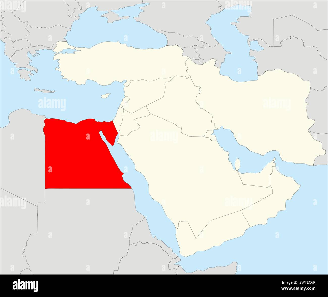 Red map of EGYPT inside highlighted beige map of the Middle East Stock ...