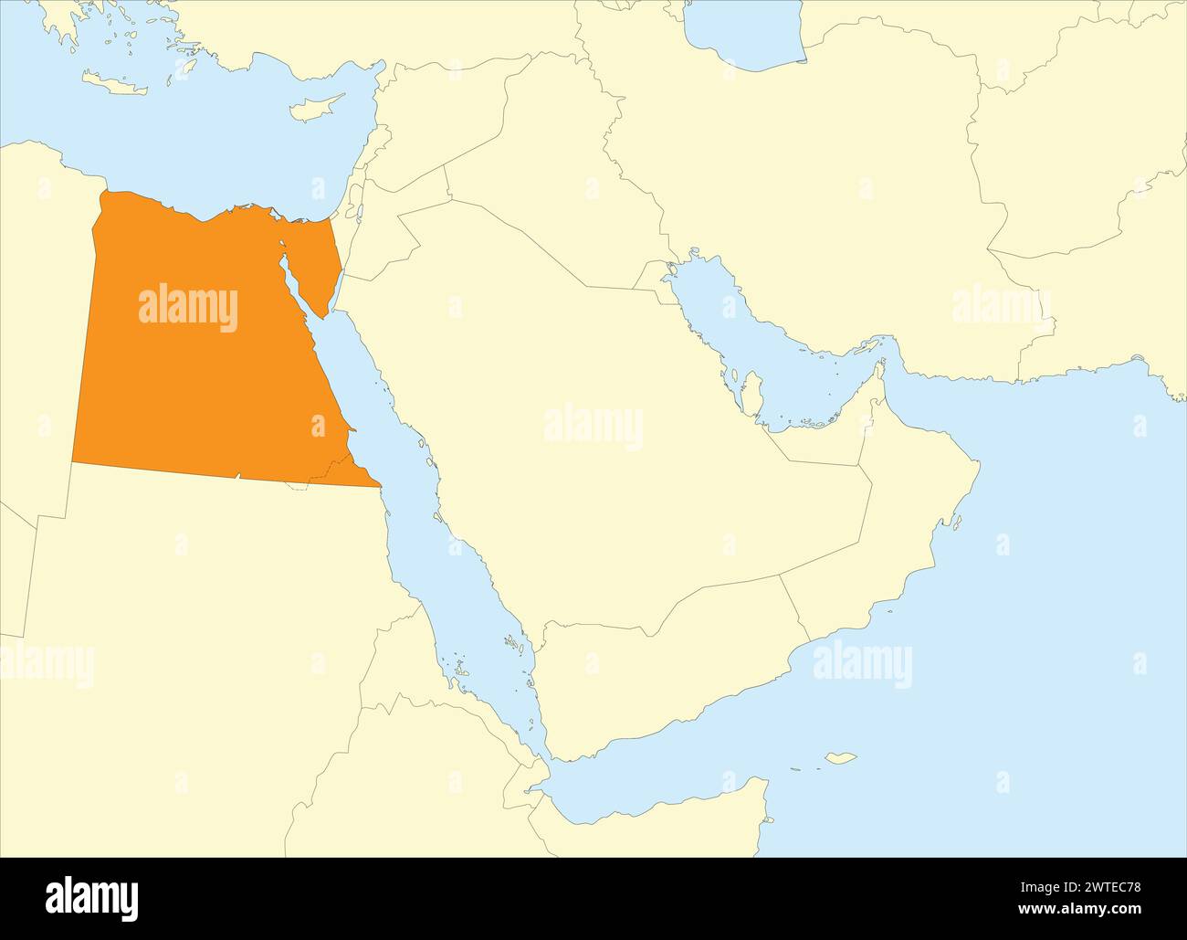 Orange map of EGYPT inside beige map of the Middle East Stock Vector ...