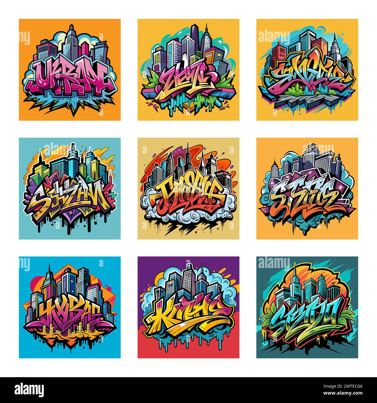 Create a hand-drawn illustration featuring an urban skyline with ...