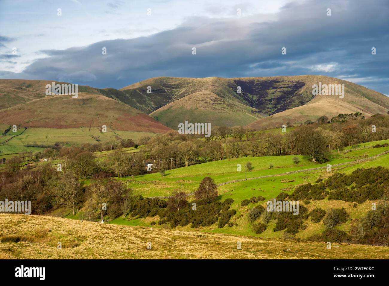 Brant Fell, Langdale Fell and The Calf from A684 viewpoint on Longstone ...