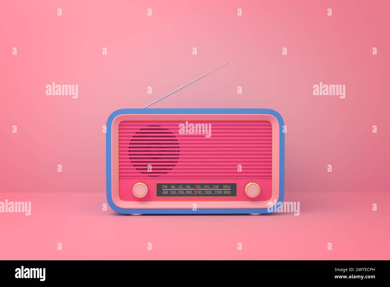 Retro pink radio on matching background Stock Photo - Alamy