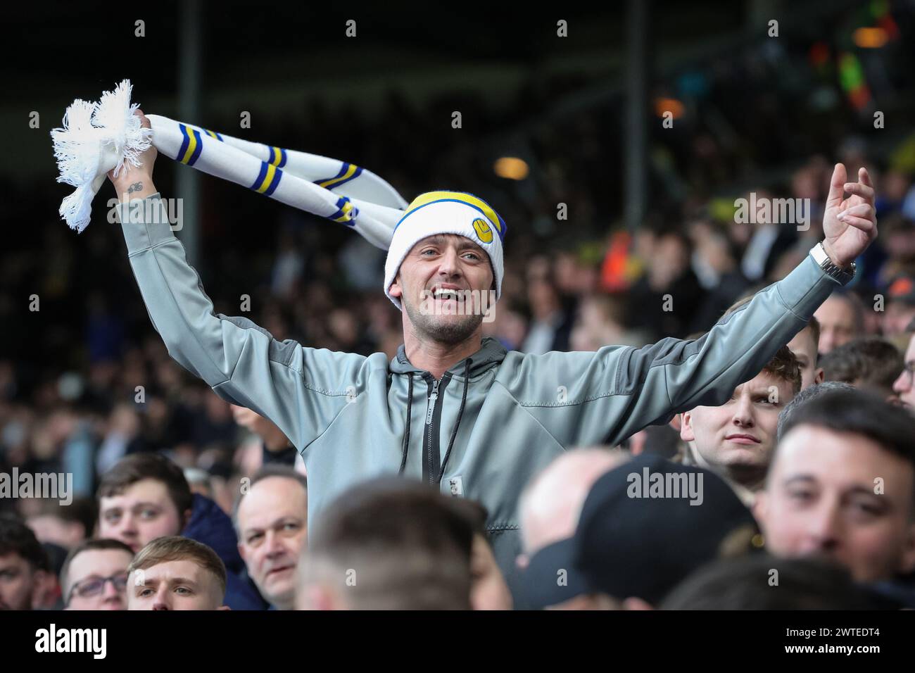 Leeds United supporters cheer on their team during the Sky Bet ...