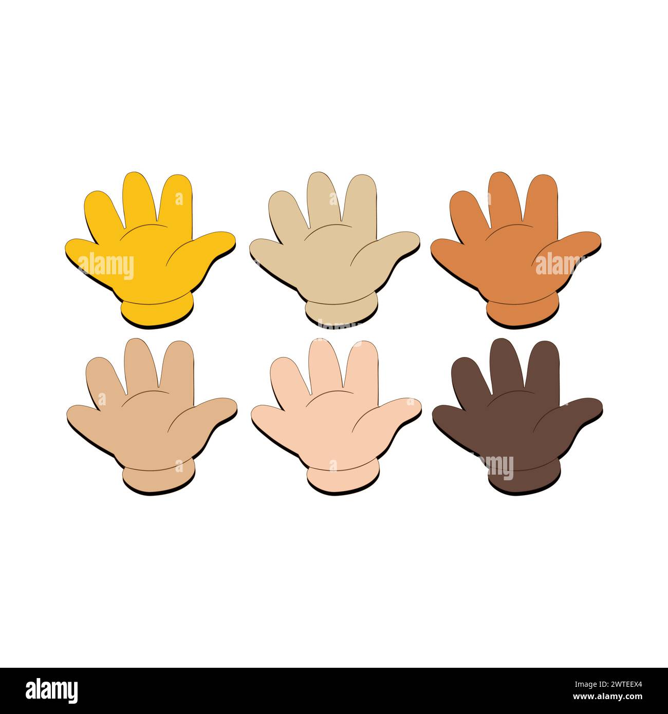 Hand with Fingers Splayed Gesture Icon. Raised hand emoji. Folded Hands ...
