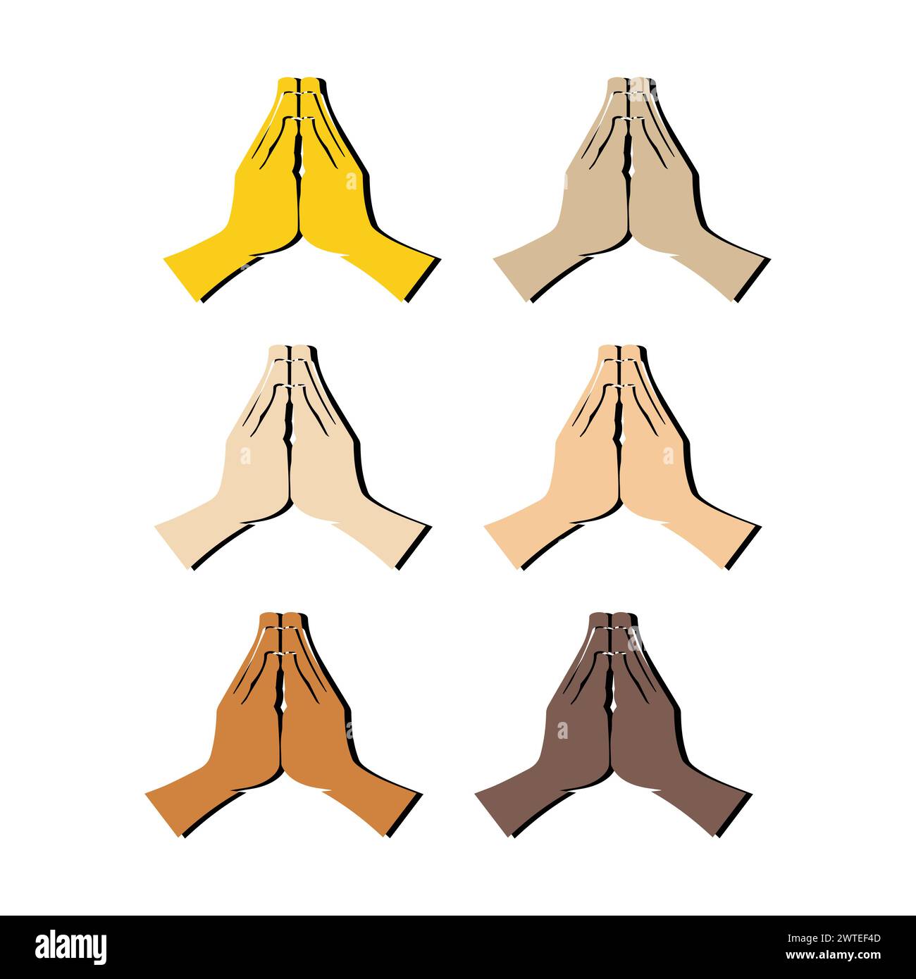 Hand with Fingers Splayed Gesture Icon. Raised hand emoji. Folded Hands ...