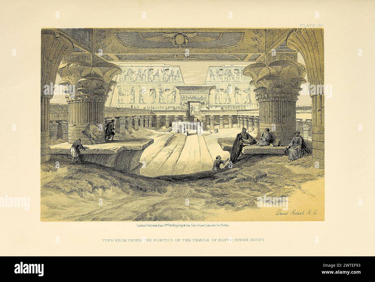 View from under the Portico of the Temple of Edfou/Edfu, Upper Egypt ...