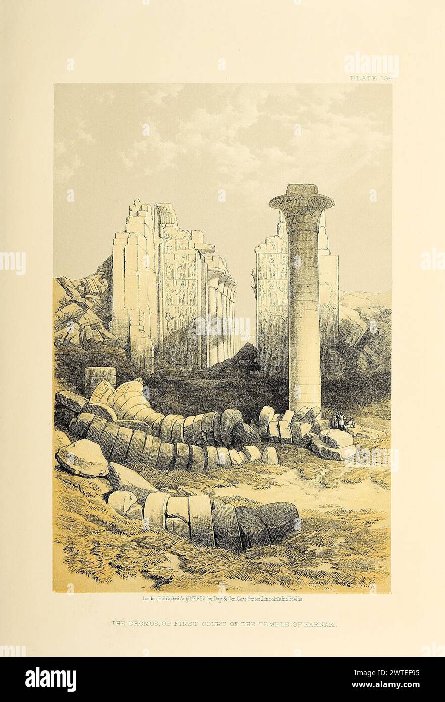 The Dromos, or First Court of the Temple of Karnak, Egypt. Vintage ...