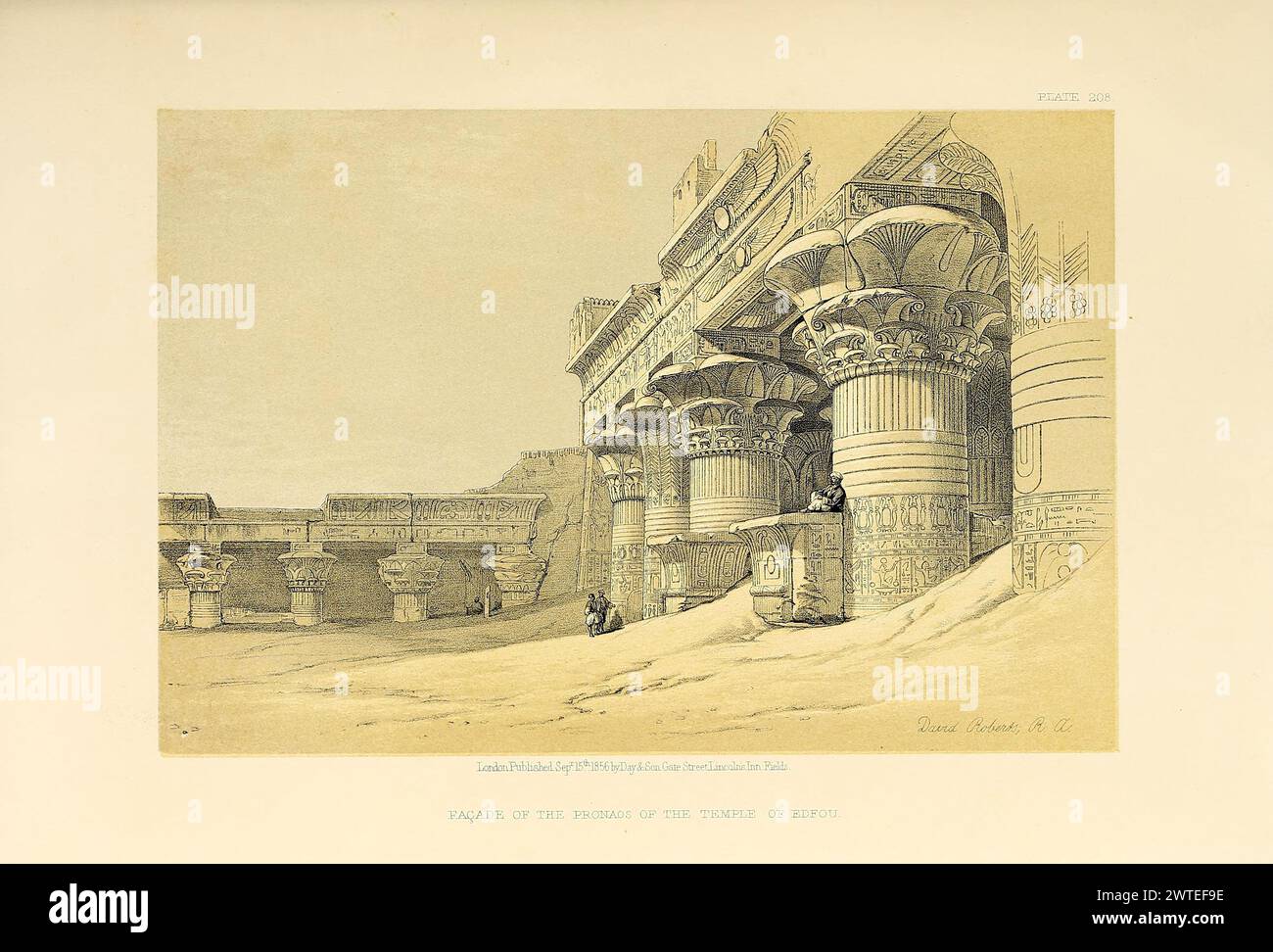 Façade of the Pronaos of the Temple of Edfou, Edfu, Northern Egypt ...