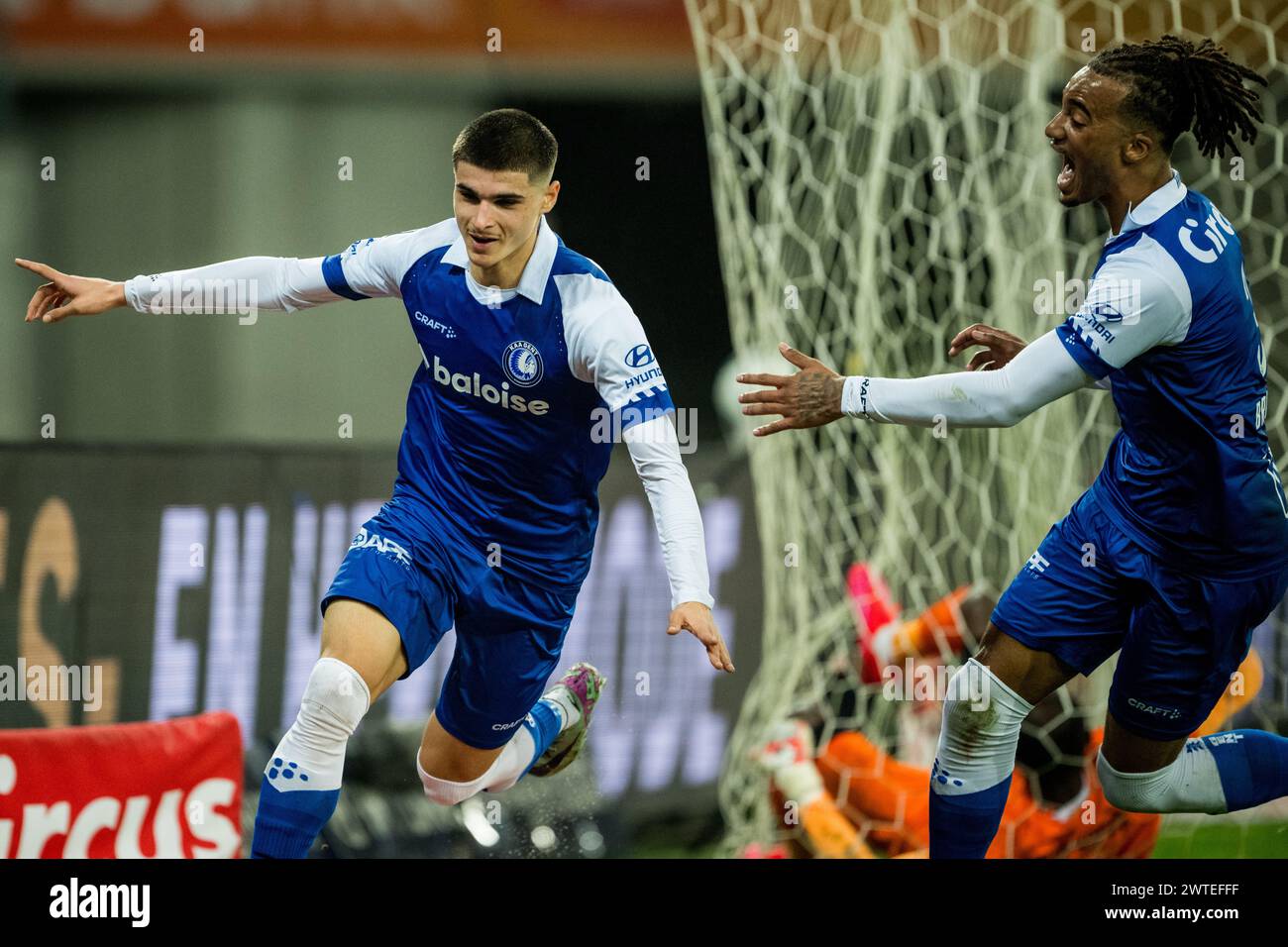 Gent, Belgium. 17th Mar, 2024. Gent's Matias Fernandez-Pardo celebrates ...