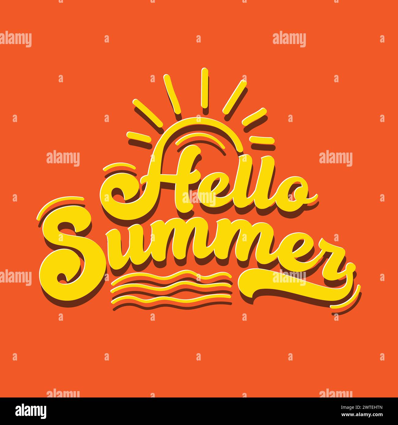 Summer vacation lettering logo with sun vector illustration. Summer ...