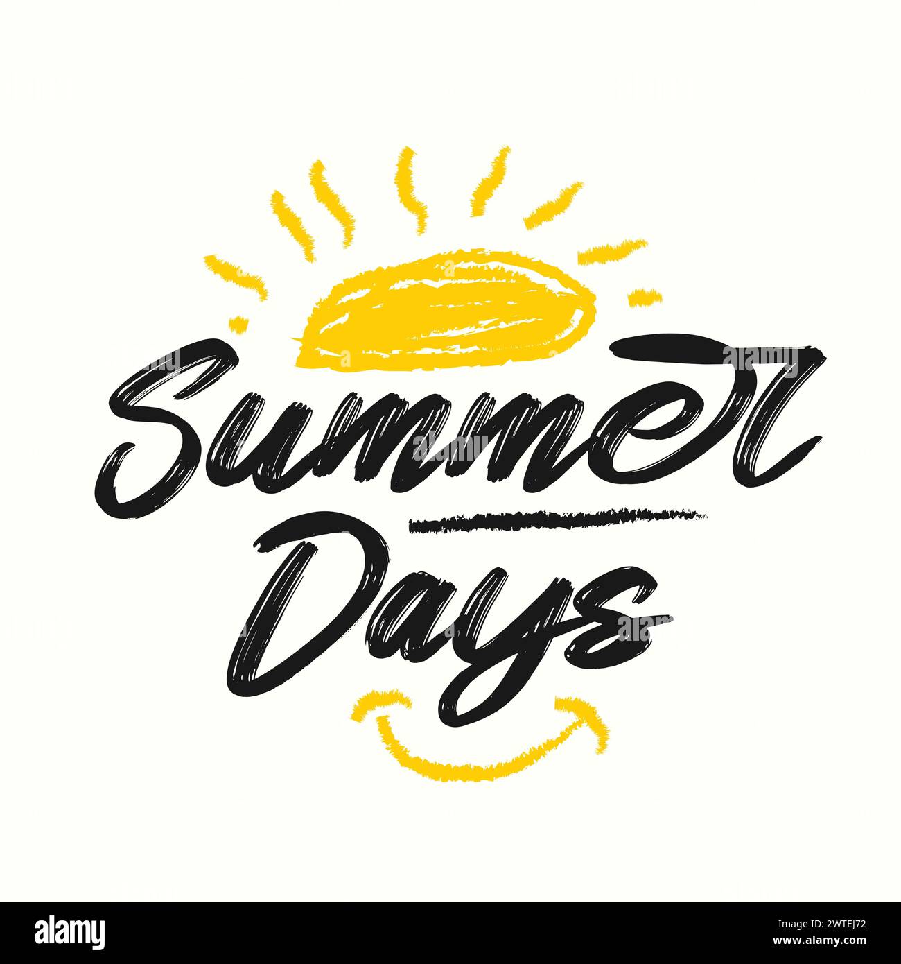 Summer vacation lettering logo with sun vector illustration. Summer ...
