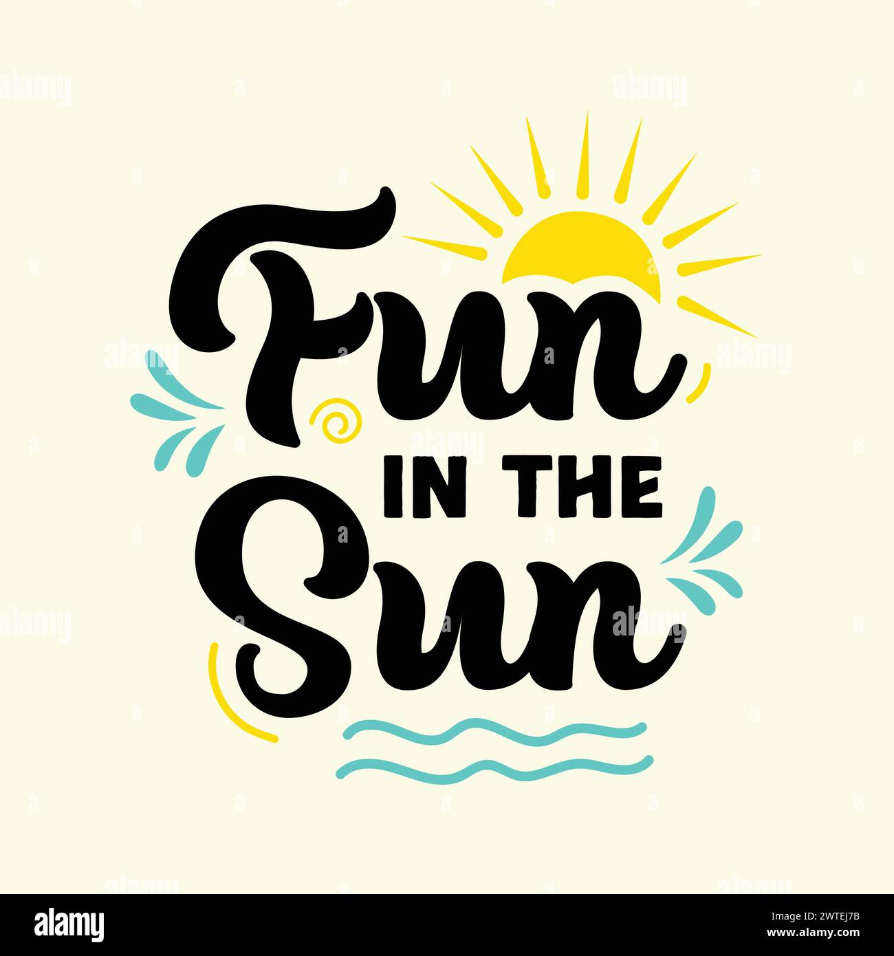 Summer vacation lettering logo with sun vector illustration. Summer ...
