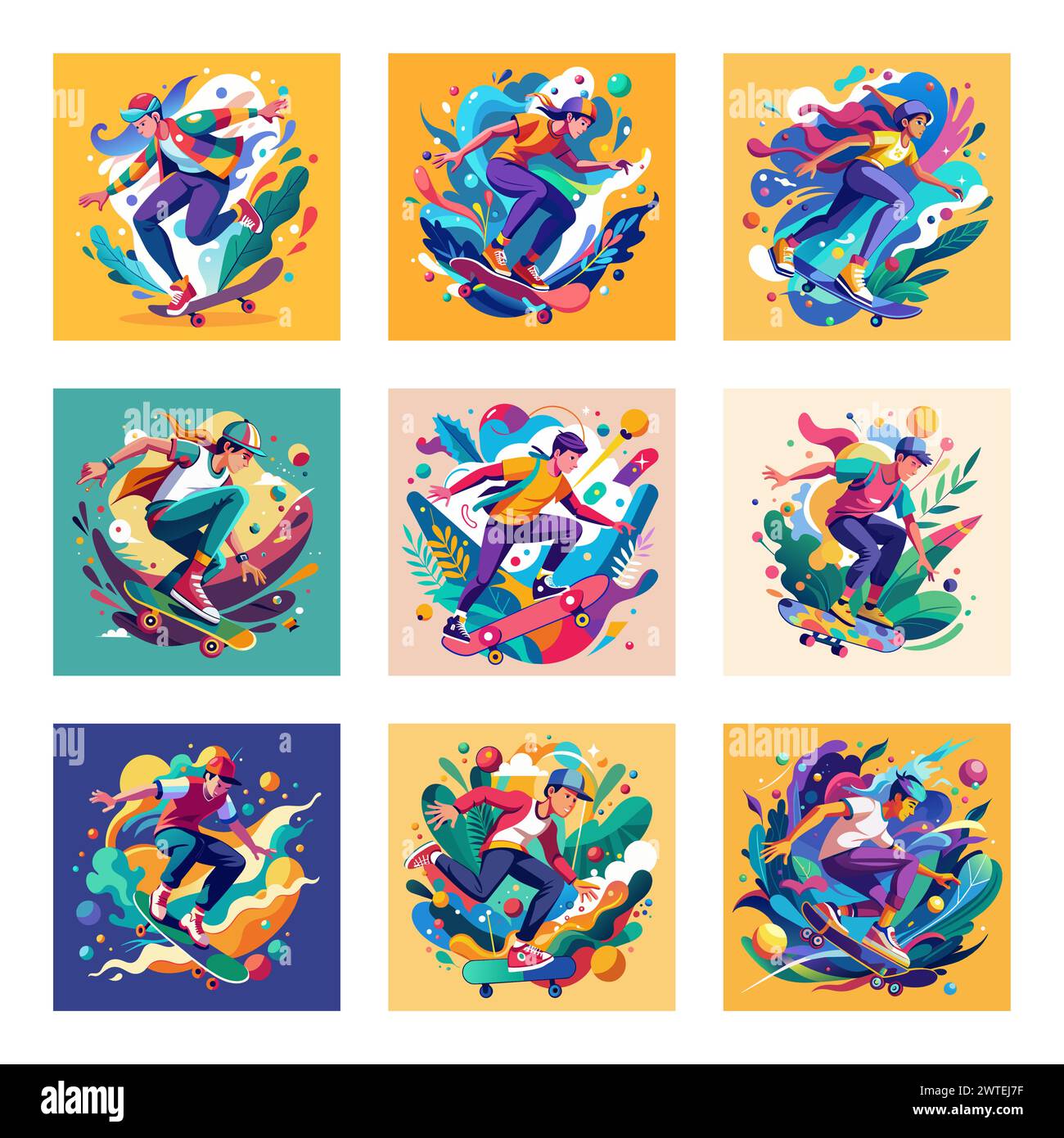 Tshirt Sticker of a design-a-graphic-featuring-a-stylized-skateboarder ...