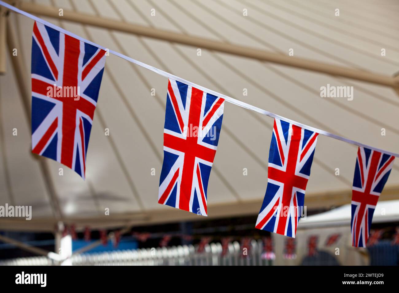 Red, white and blue british flag bunting to celebrate the VE Day Stock ...