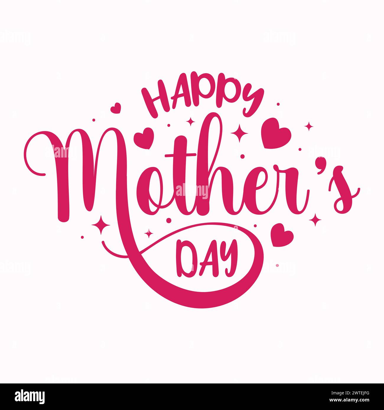 Happy Mothers Day Greeting Card Design With Hearts And Flower Vector
