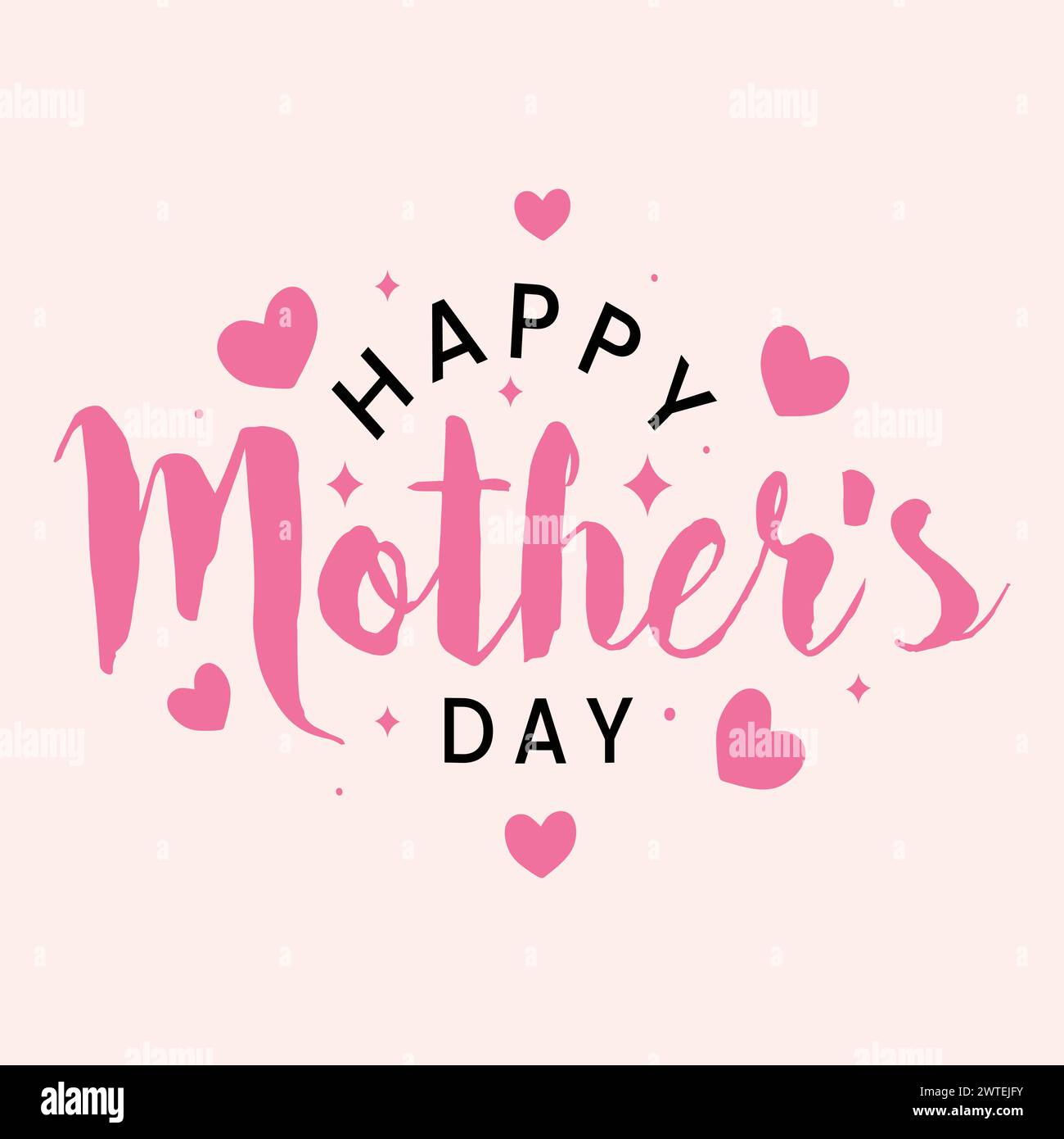 Happy Mothers Day Greeting Card Design With Hearts And Flower Vector
