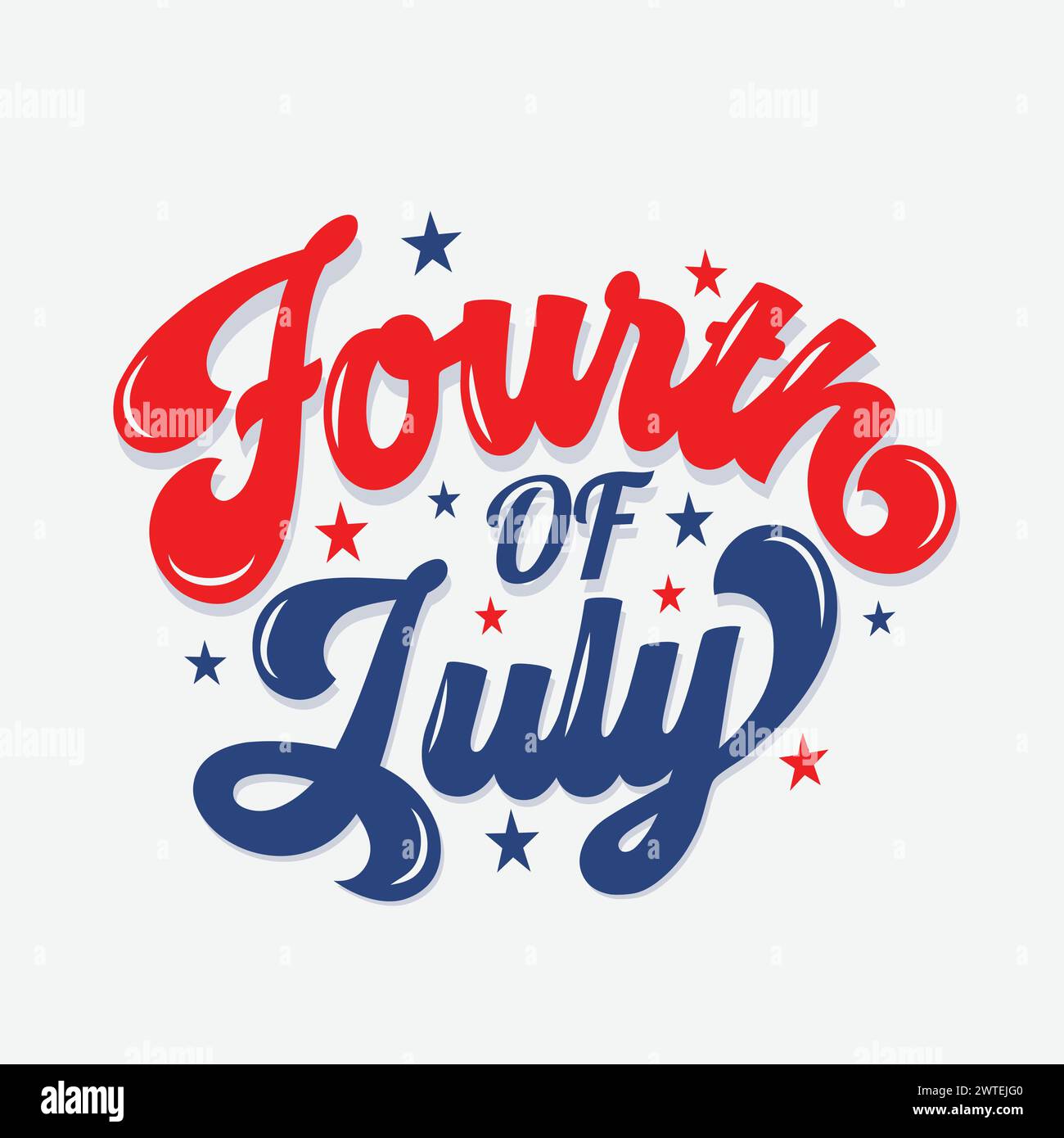 Happy 4th of July hand drawn lettering illustration to celebrate ...