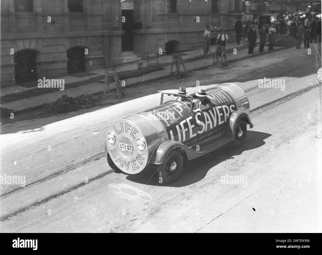 A sales promotion car done up as a packet of peppermint "Life Savers ...