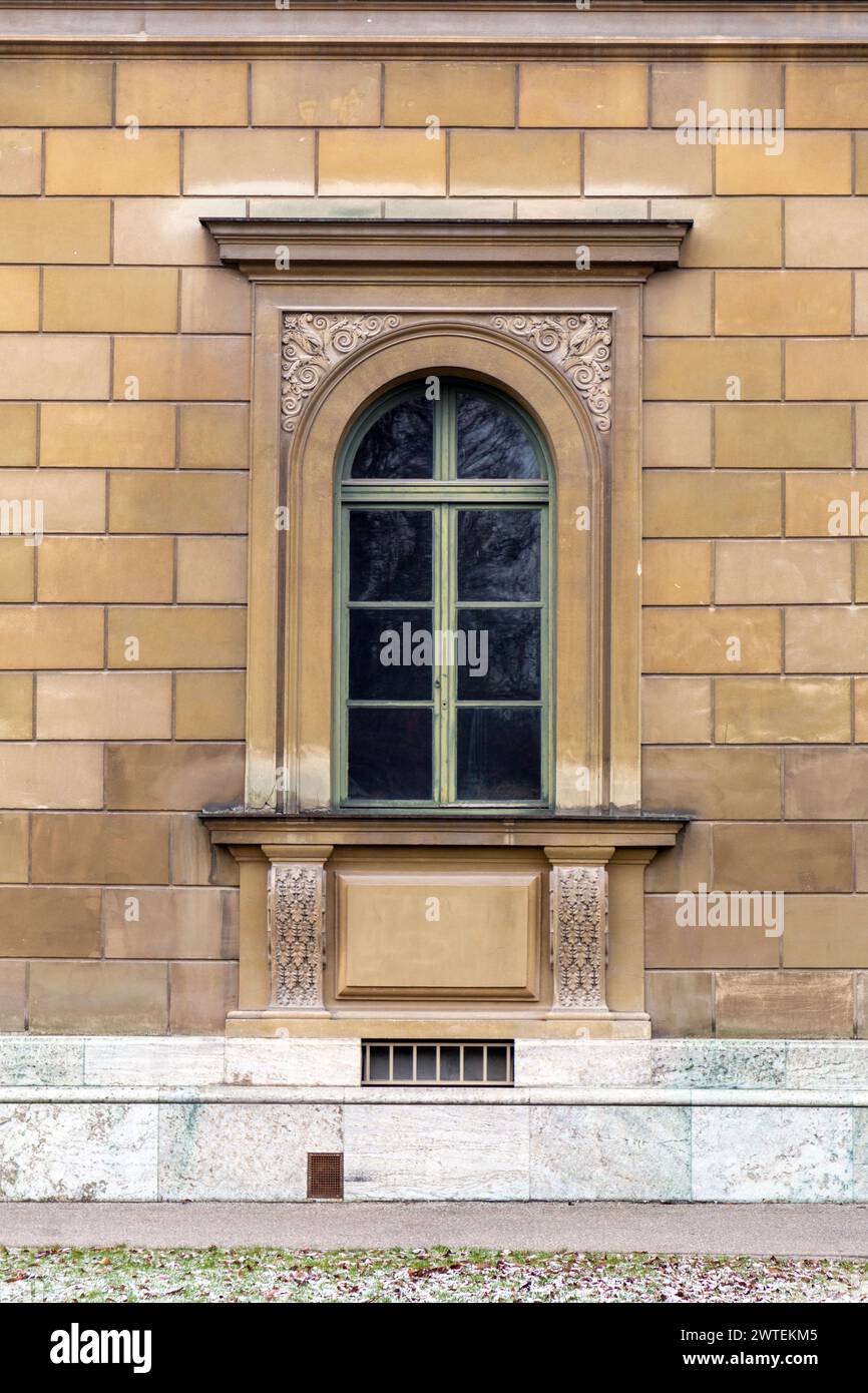 Detail from an ornate European style window of a historical building ...