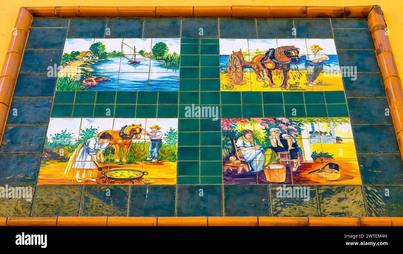 Lifestyle tile art paintings in Alicante, Spain Stock Photo - Alamy