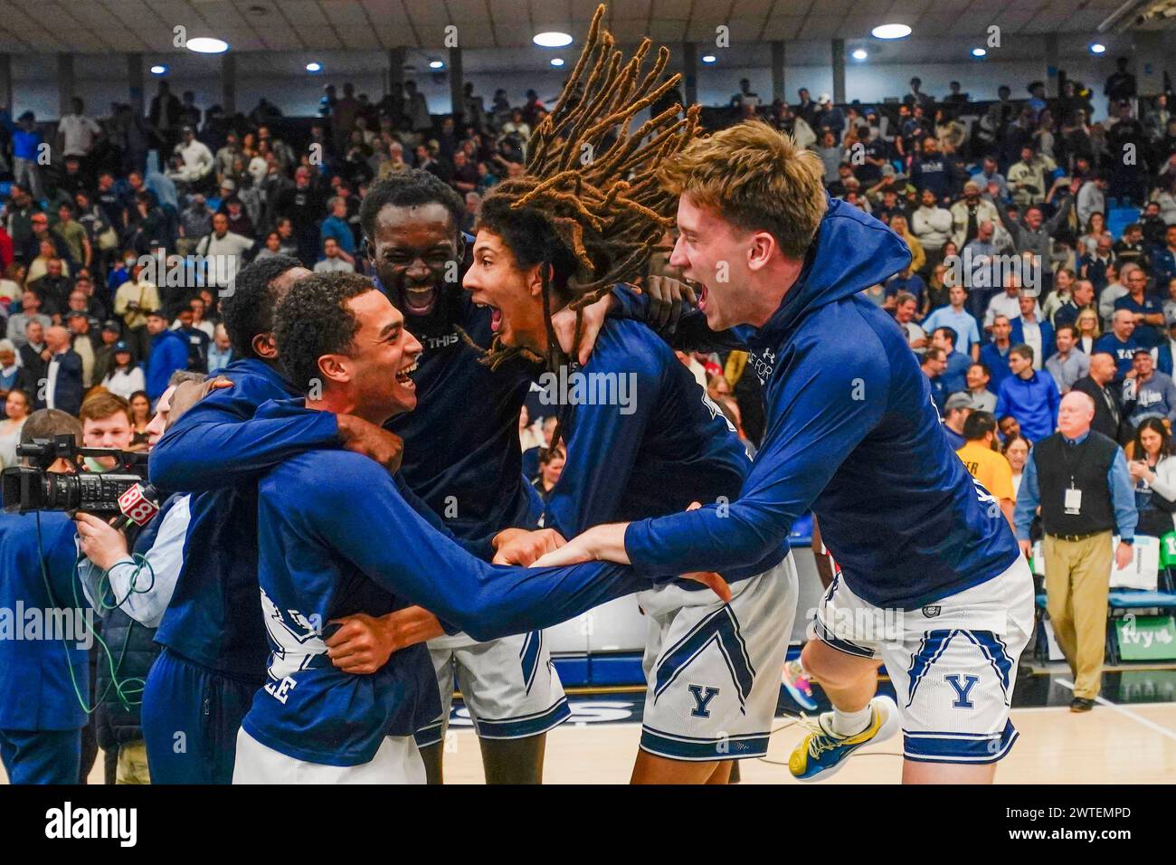 NEW YORK, NY - MARCH 17: The Yale Bulldogs celebrate the victory after ...