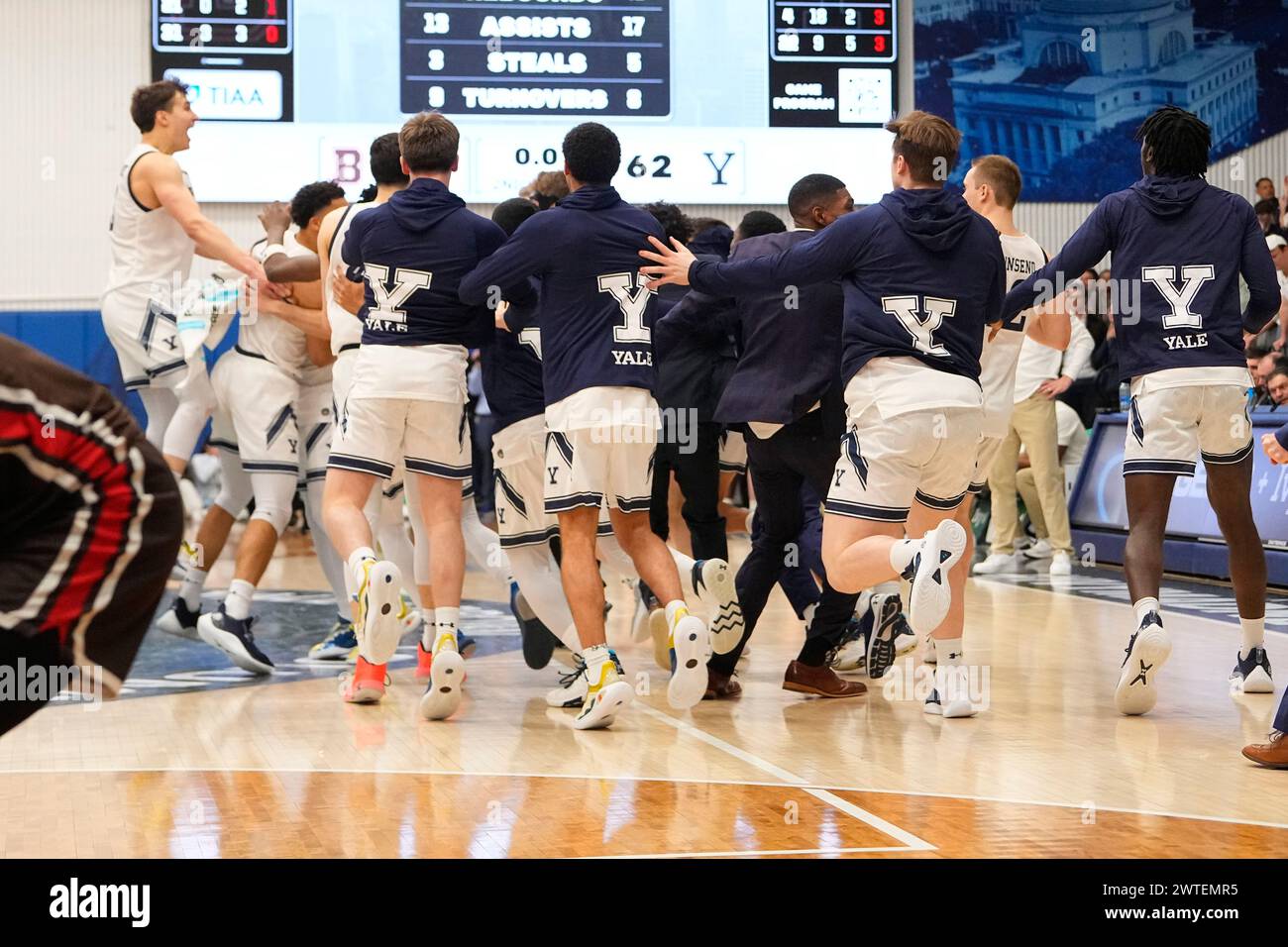 NEW YORK, NY - MARCH 17: The Yale Bulldogs celebrate the victory after ...