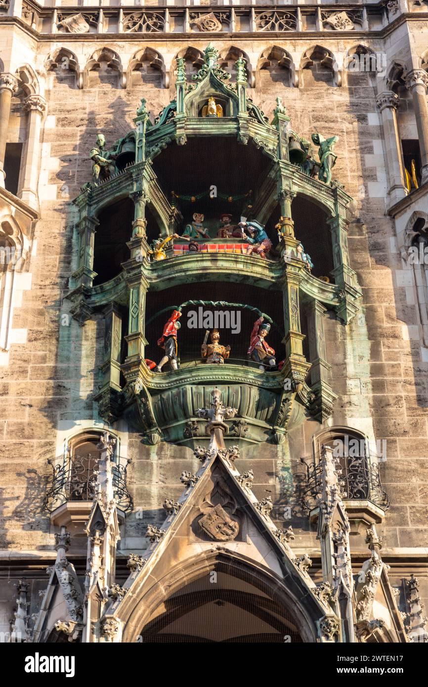 The Rathaus-Glockenspiel in Munich is a tourist attraction clock in ...