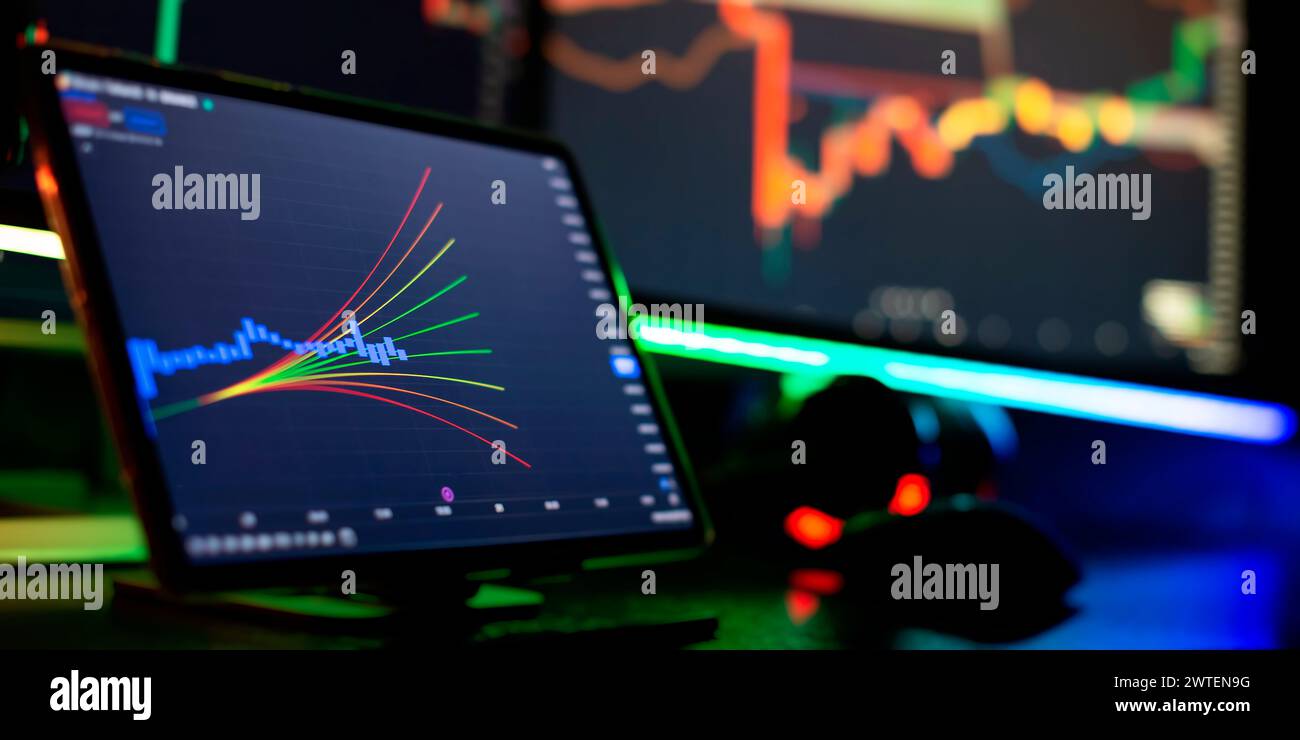 Financial chart with up trend line graph. Stock market or forex trading ...