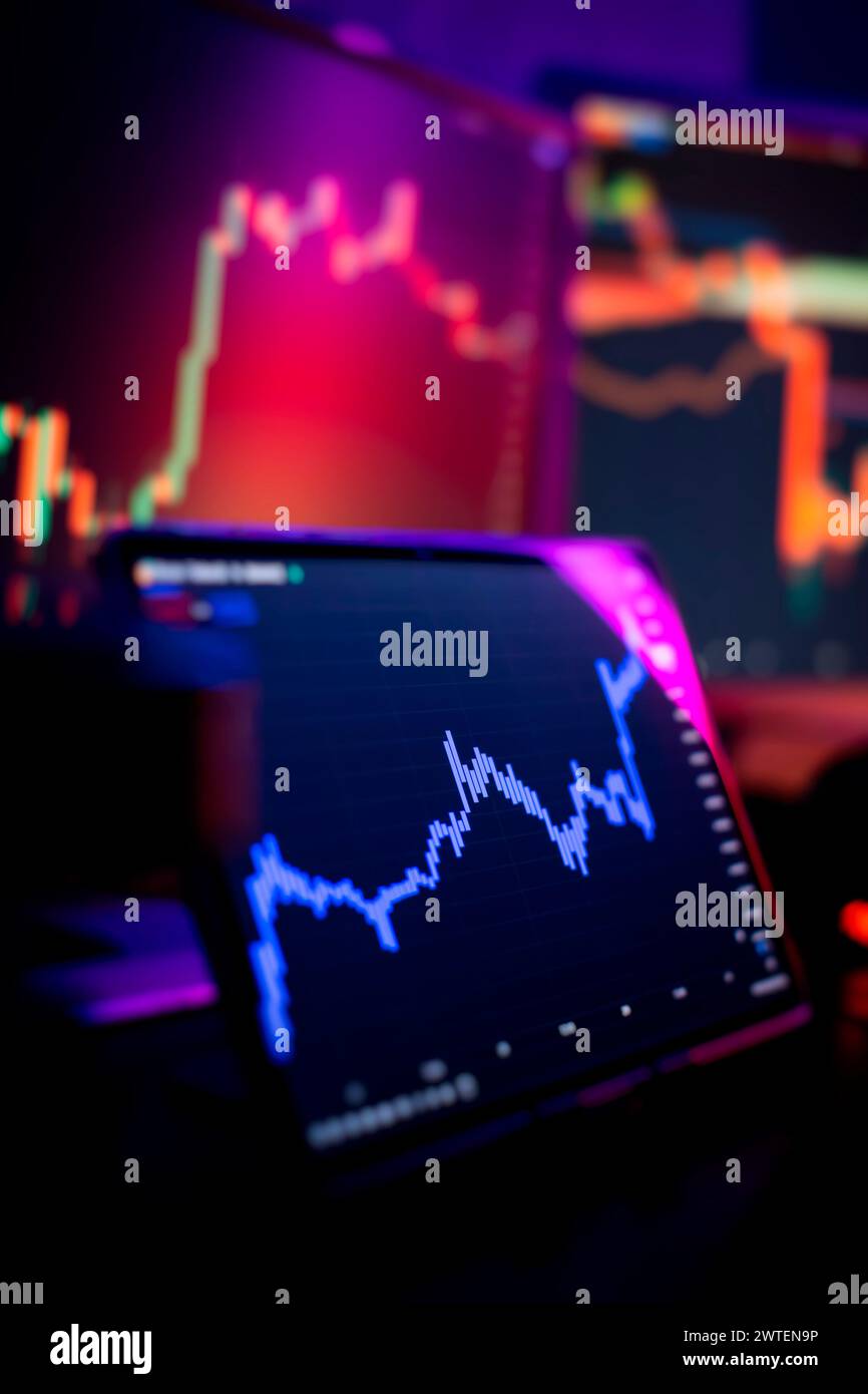 Financial chart with up trend line graph. Stock market or forex trading ...