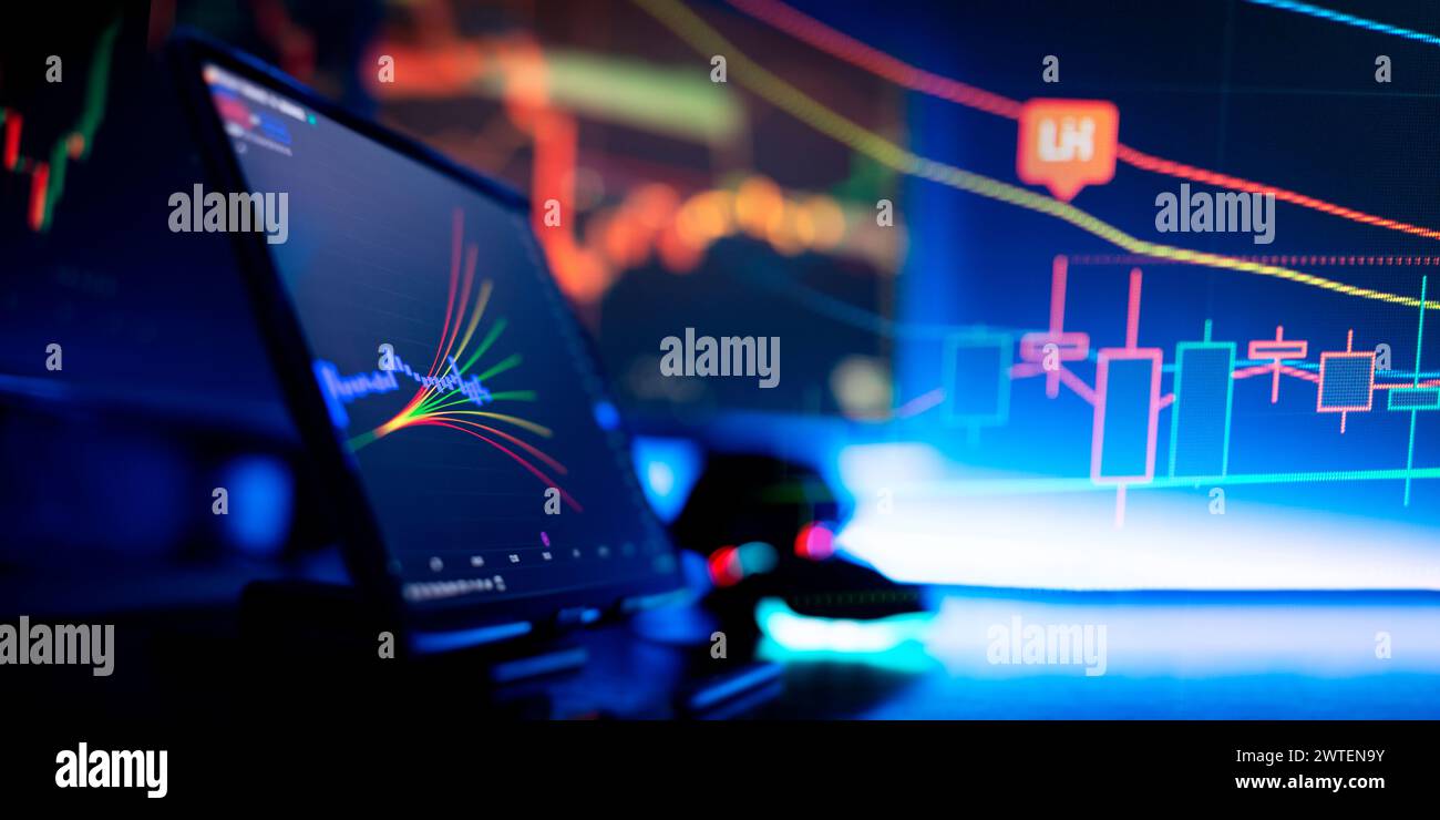 Financial chart with up trend line graph. Stock market or forex trading ...