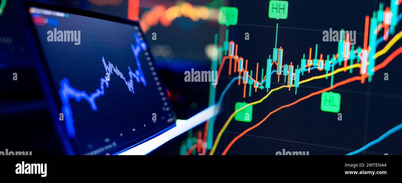 Financial chart with up trend line graph. Stock market or forex trading ...