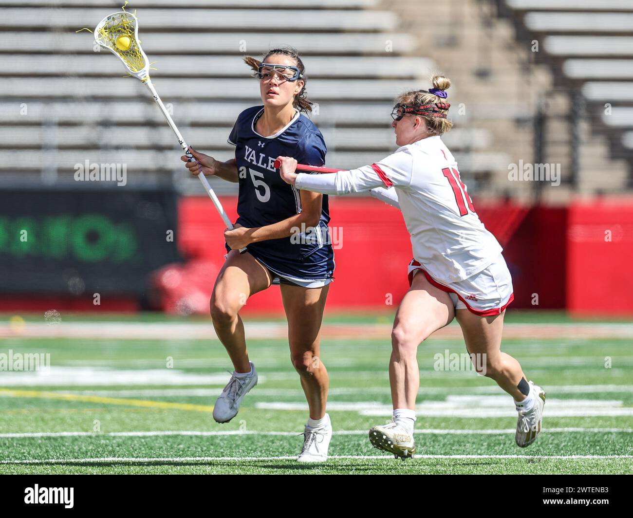 Piscataway, NJ, USA. 17th Mar, 2024. Yale midfielder Sky Carrasquillo ...