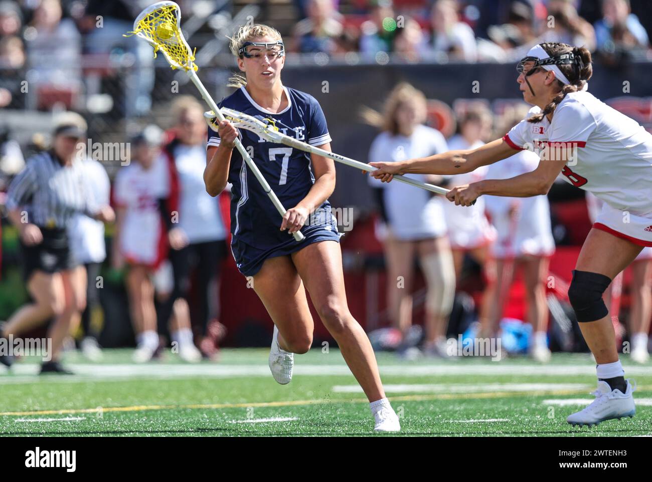Piscataway, NJ, USA. 17th Mar, 2024. Yale midfielder Fallon Vaughn (7 ...