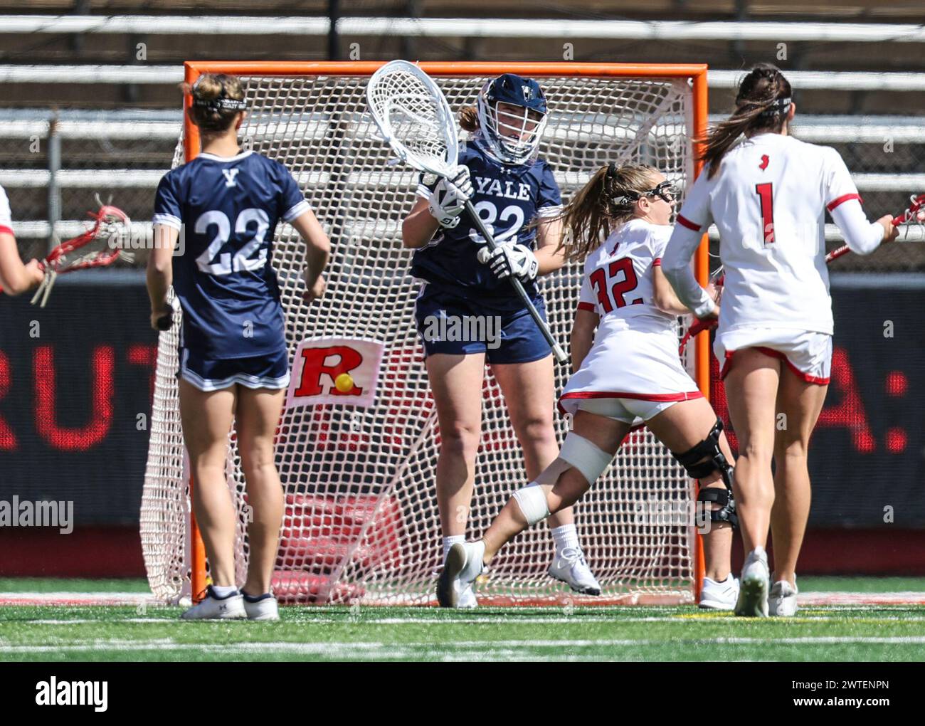 March 17, 2024: Rutgers gets a shot past Yale goalkeeper Laura O'Connor ...