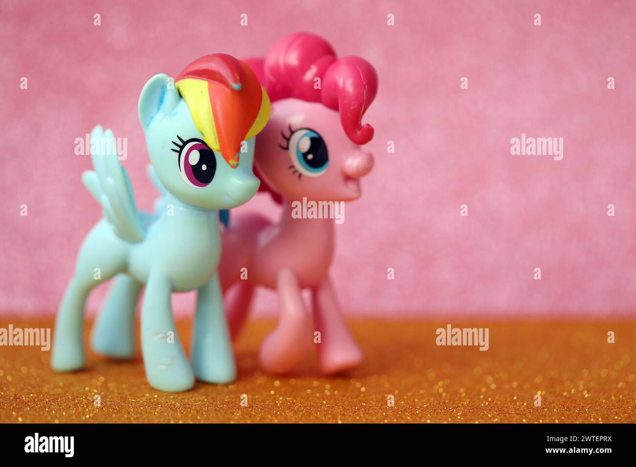 TERNOPIL, UKRAINE - JULY 7, 2023 Old toy with character from My Little ...