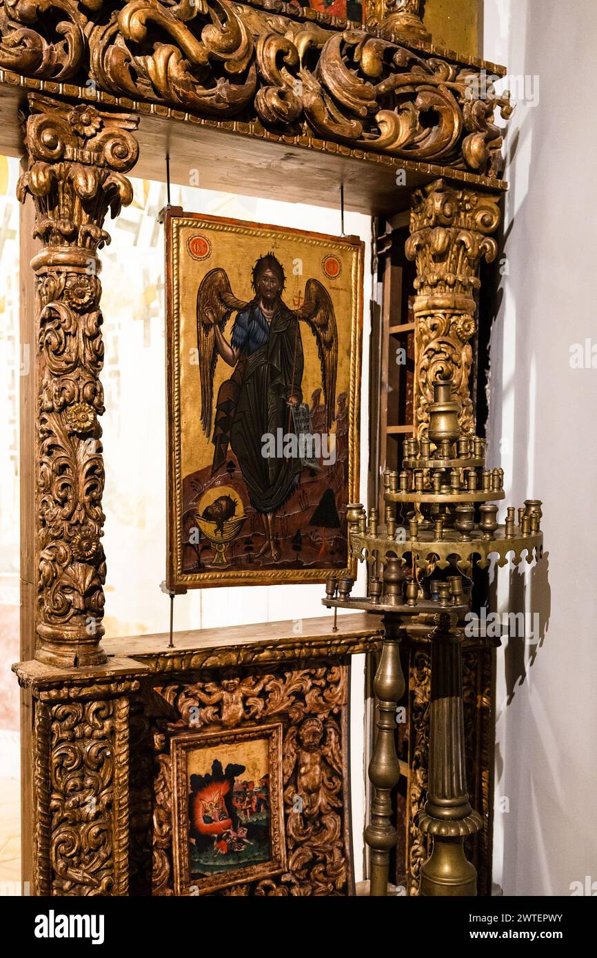 Moscow, Russia - December 02, 2023: carved icon frame in Museum of ...