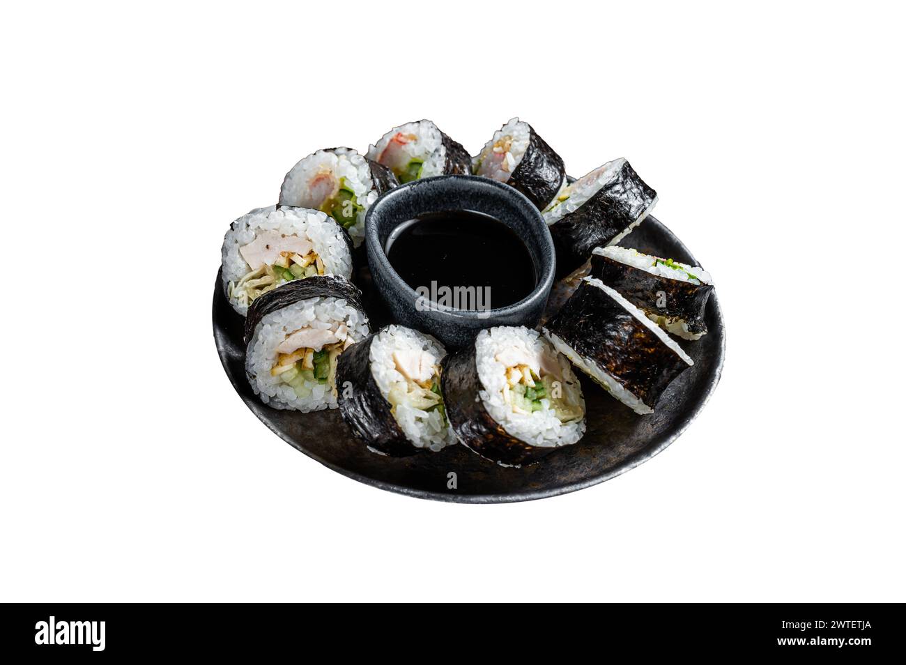 Korean rice roll Kimbap or gimbap made from steamed white rice ...