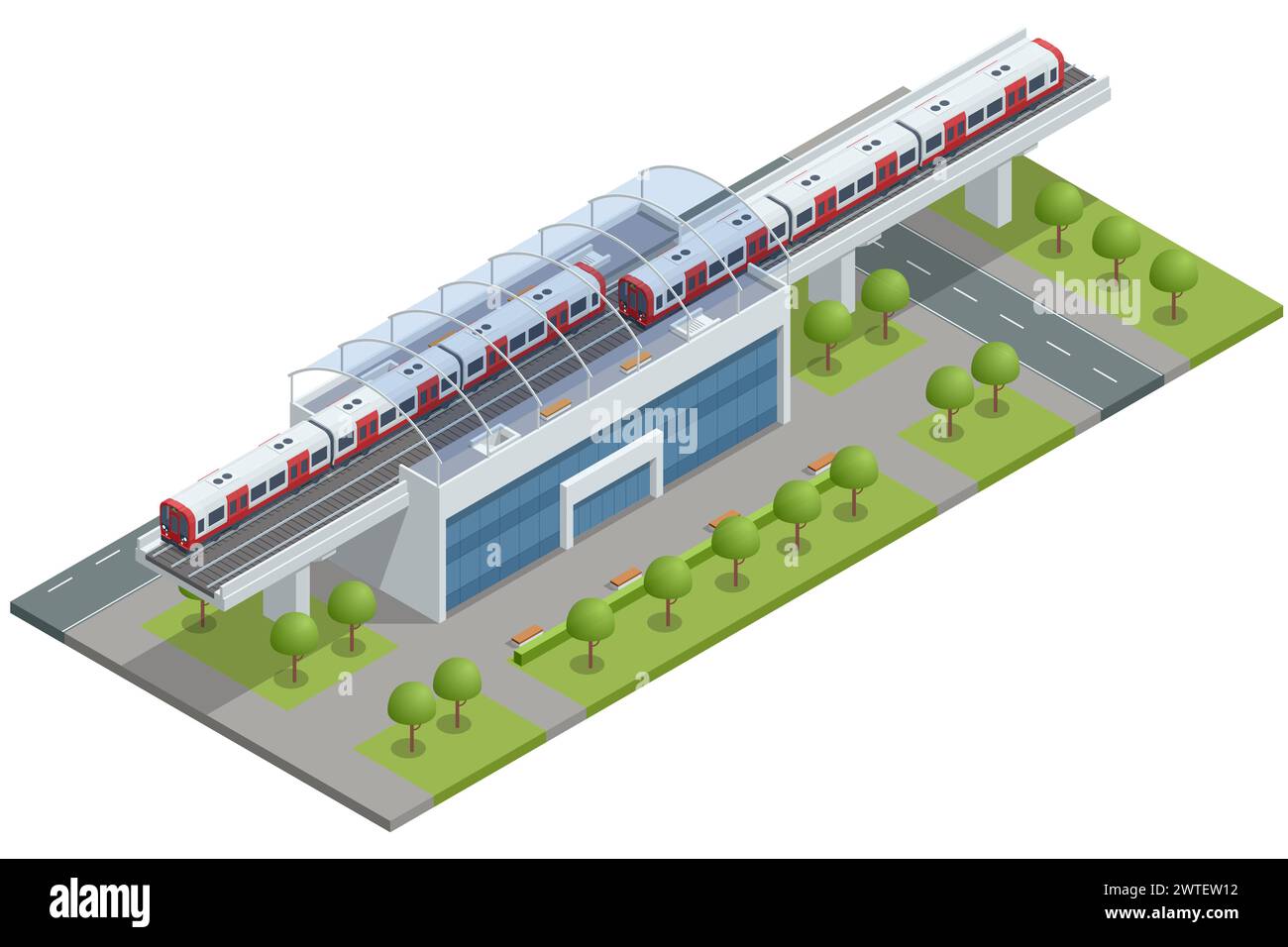 Isometric Subway City Train, Sky Train Road. Sky Train Station. Modern ...